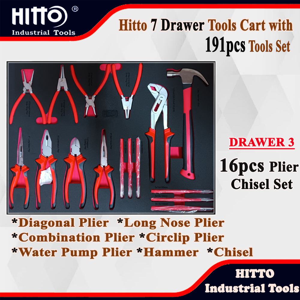 [ HITTO ] 7 Drawer Tool Cart 191 Pcs Tools Set With Side Door ...